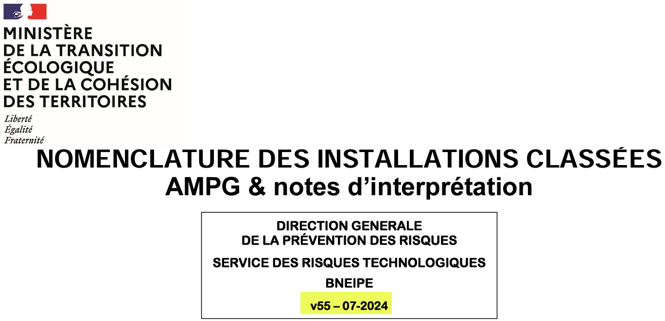 Une nouvelle version V55 de la NOMENCLATURE ICPE - Juillet 2024 » ARCOE